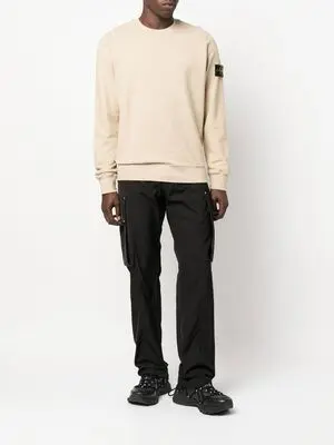 Stone Island Compass-patch Cotton Sweatshirt - Neutrals