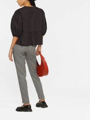 GANNI Cotton Poplin Peplum Tie Blouse