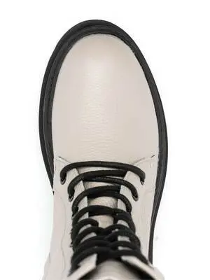 Calvin Klein Lace-up Leather Platform Boots - Neutrals