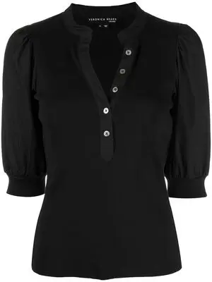 Veronica Beard Coralee Button-up Top - Black
