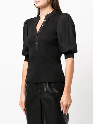 Veronica Beard Coralee Button-up Top - Black