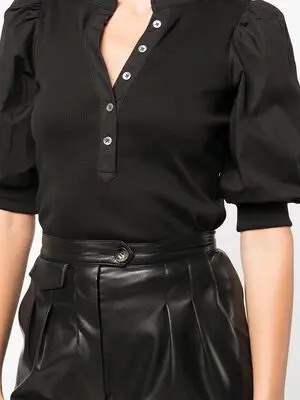 Veronica Beard Coralee Button-up Top - Black