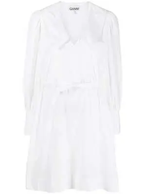 GANNI Drawstring-waistband Short Dress - White