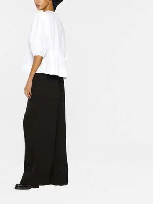 GANNI Cotton Poplin Peplum Tie Blouse