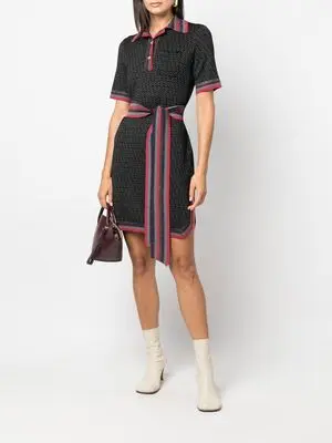 FERRAGAMO Monogram Tie-waist Knitted Dress