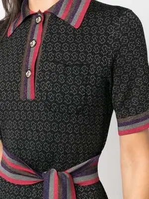 FERRAGAMO Monogram Tie-waist Knitted Dress