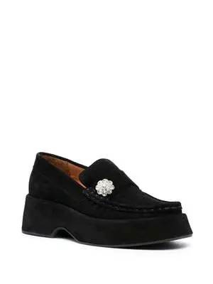 GANNI Crystal-button Suede Loafers