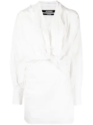 Jacquemus Knot-detail Shirt Dress - White