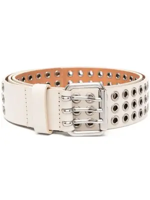 DIESEL B-ye Leather Eyelet Belt - Neutrals