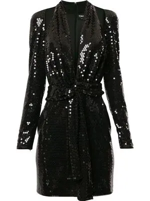 TOM FORD Sequin Cut Out Halter Dress