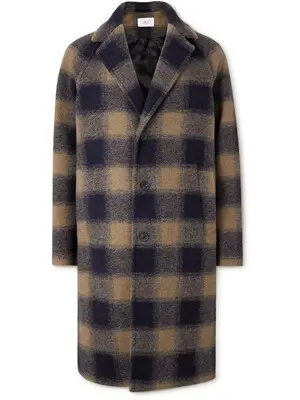 Mr P. Checked Wool-blend Felt Coat