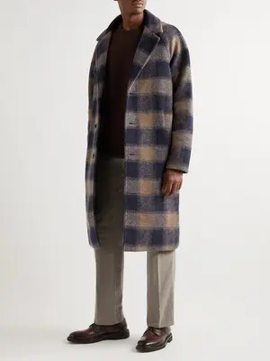 Mr P. Checked Wool-blend Felt Coat