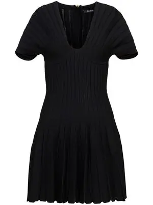 Balmain Pleated Mesh Mini Dress