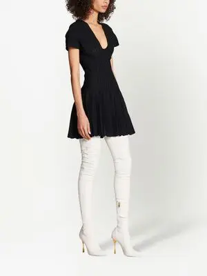 Balmain Pleated Mesh Mini Dress