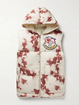 Moncler 1952 Tie-dyed Quilted Shell Hooded Gilet - Neutrals