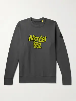Moncler 1952 Logo-flocked Cotton-jersey Sweatshirt - Gray