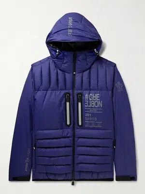 Moncler Monthey Logo-print Quilted Ripstop Hooded Down Ski Jacket - Blue
