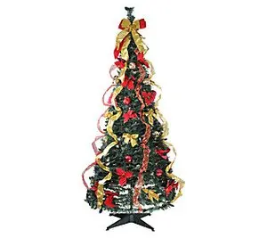 NORTHLIGHT 6' Gold & Red Pre-decorated Pop-up C Hristmas Tree - One-color