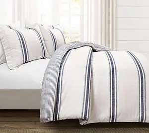 LUSH DECOR Farmhouse Stripe Cotton Duvet Cover Set Kg L Ush Decor - One-color