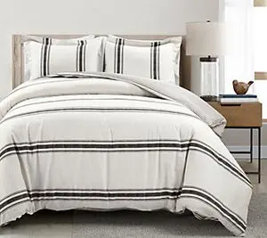 LUSH DECOR Farmhouse Stripe Rev. Duvet Cover Set K By - One-color