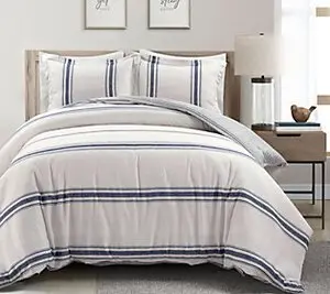 LUSH DECOR Farmhouse Stripe Cotton Duvet Cover Set F/q By - One-color
