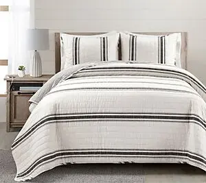 LUSH DECOR Farmhouse Stripe Oversized Quilt Set King Lu Sh Decor - One-color