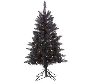 GERSON INTERNATIONAL 4' Black Tuscany Tinsel Tree W/150 Lights Ge Rson Co - One-color