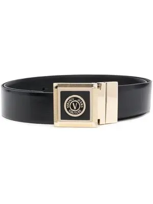 Versace Logo-plaque Leather Belt - Black