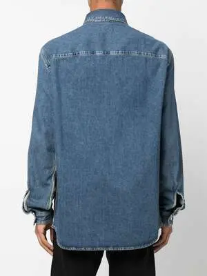 DIESEL® Logo-embroidered Denim Shirt - Blue