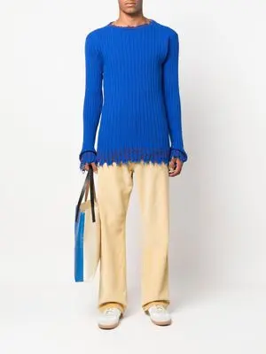 Marni Ribbed Frayed-hem Jumper