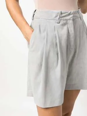 Fabiana Filippi Suede High-waisted Pleated Shorts