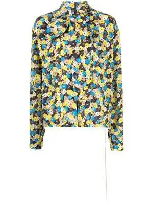 Plan C Floral Print Silk Shirt