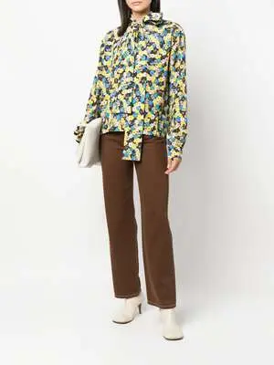 Plan C Floral Print Silk Shirt