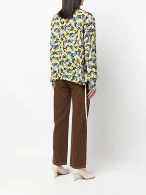 Plan C Floral Print Silk Shirt