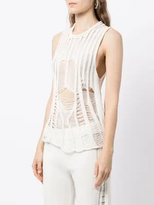 DION LEE Distressed Floats Tank Top