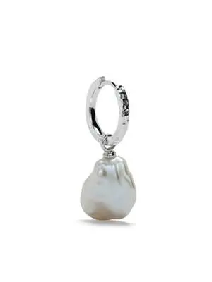 DOWER & HALL Pear Pendant Hoop Earring - Silver