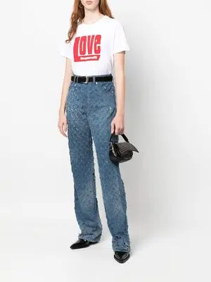 Dsquared2 Love" Slogan Print Cotton T-shirt - White