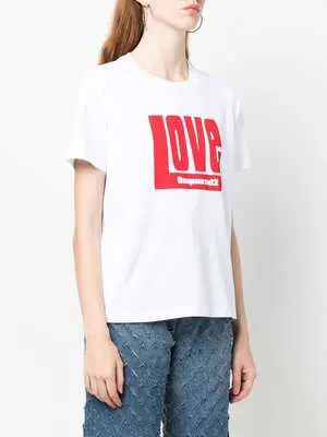 Dsquared2 Love" Slogan Print Cotton T-shirt - White