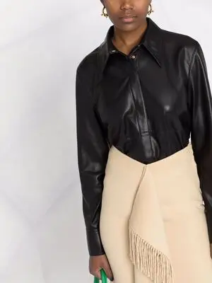 Nanushka Vegan Leather Long-sleeve Shirt