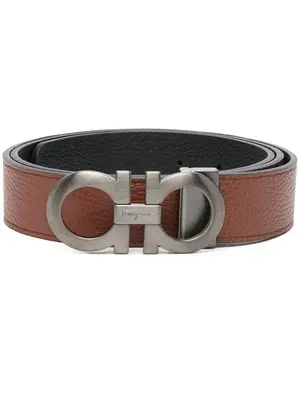 FERRAGAMO Gancini Leather Belt - Brown