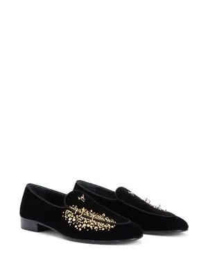 GIUSEPPE ZANOTTI Alvaro Studded Velvet Loafers
