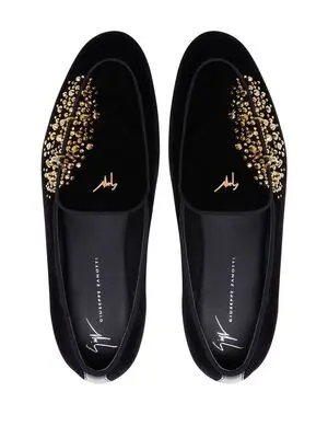 GIUSEPPE ZANOTTI Alvaro Studded Velvet Loafers