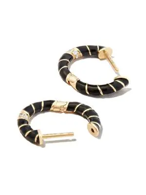 Yvonne Léon 9kt Yellow Enamel Diamond Hoop Earrings - Gold