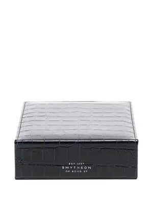 Smythson Crocodile-effect Leather Trinket Box - Black