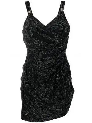 Philipp Plein Crystal-embellished Draped Mini Dress