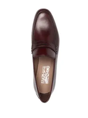 FERRAGAMO Slip-on Leather Loafers - Red
