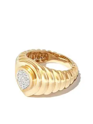 Yvonne Léon 9kt Yellow Pear Diamond Signet Ring - Gold