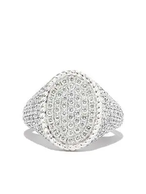 Yvonne Léon 18kt White Gold Diamond Signet Ring