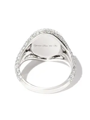 Yvonne Léon 18kt White Gold Diamond Signet Ring