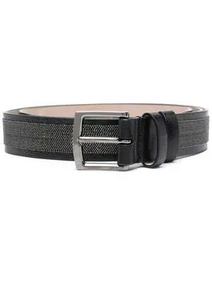 Brunello Cucinelli Bead-embellished Leather Belt - Black